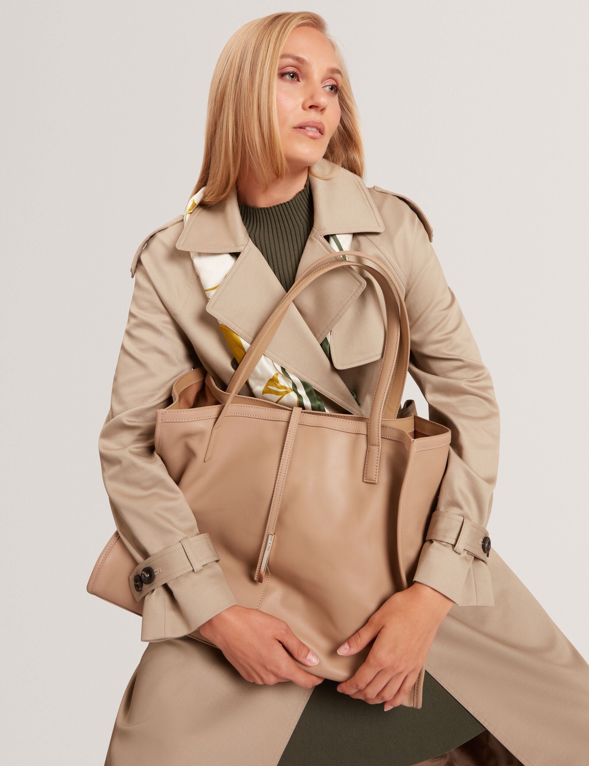RYLANN Bar Detail Soft Leather Large Tote Bag