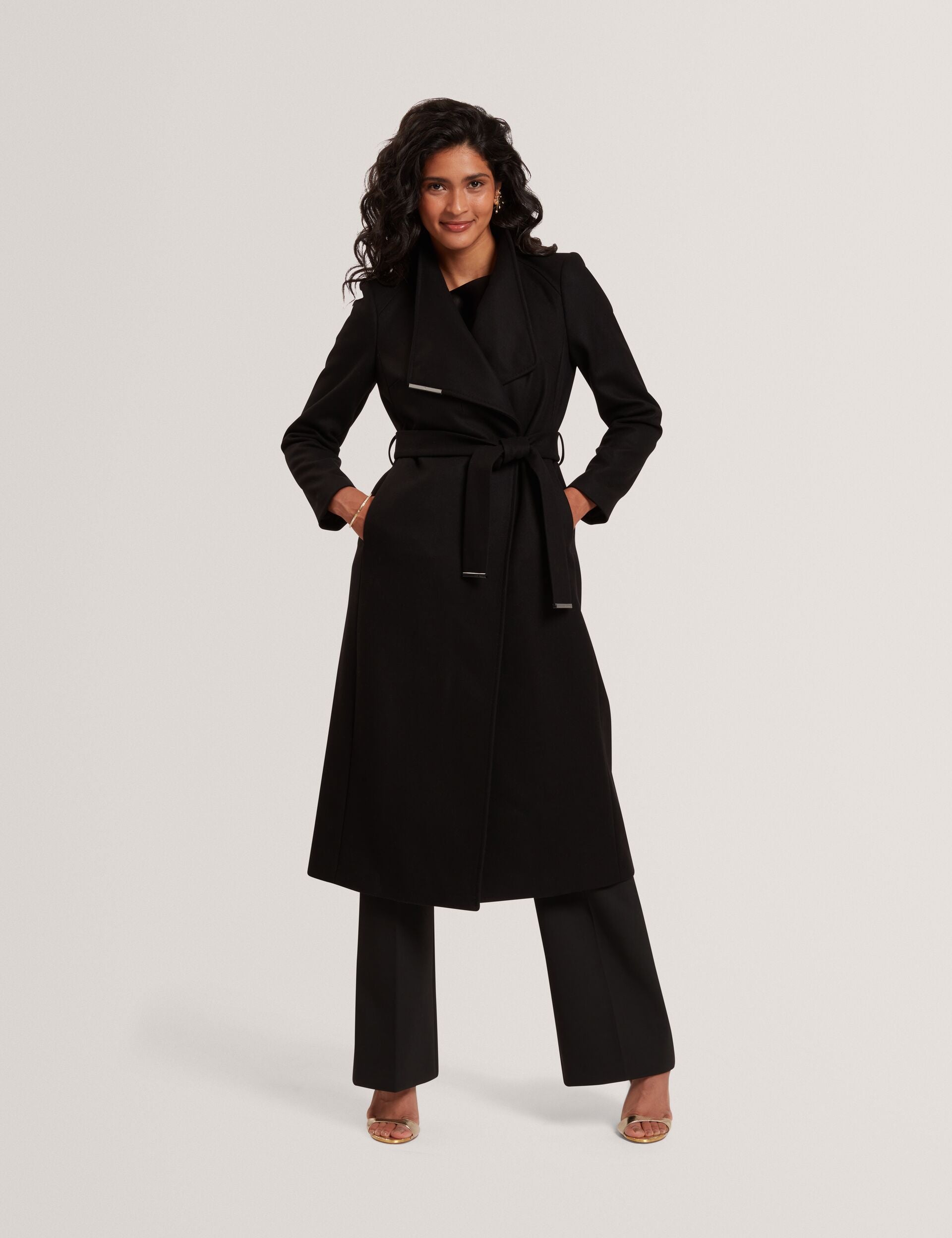 ROSELL Longline Belted Wool Wrap Coat
