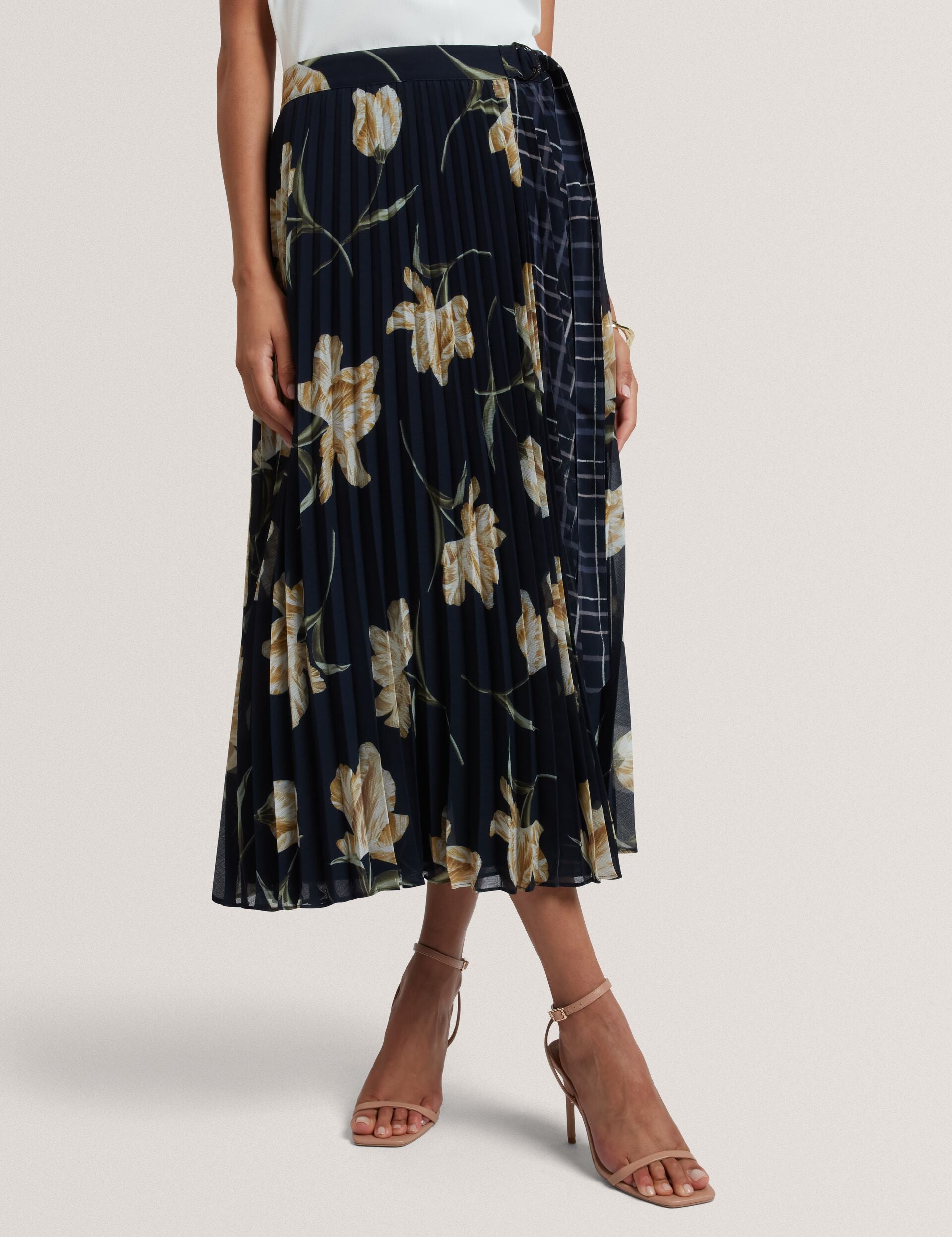 ROSEDA - Printed Pleat Wrap Midi Skirt