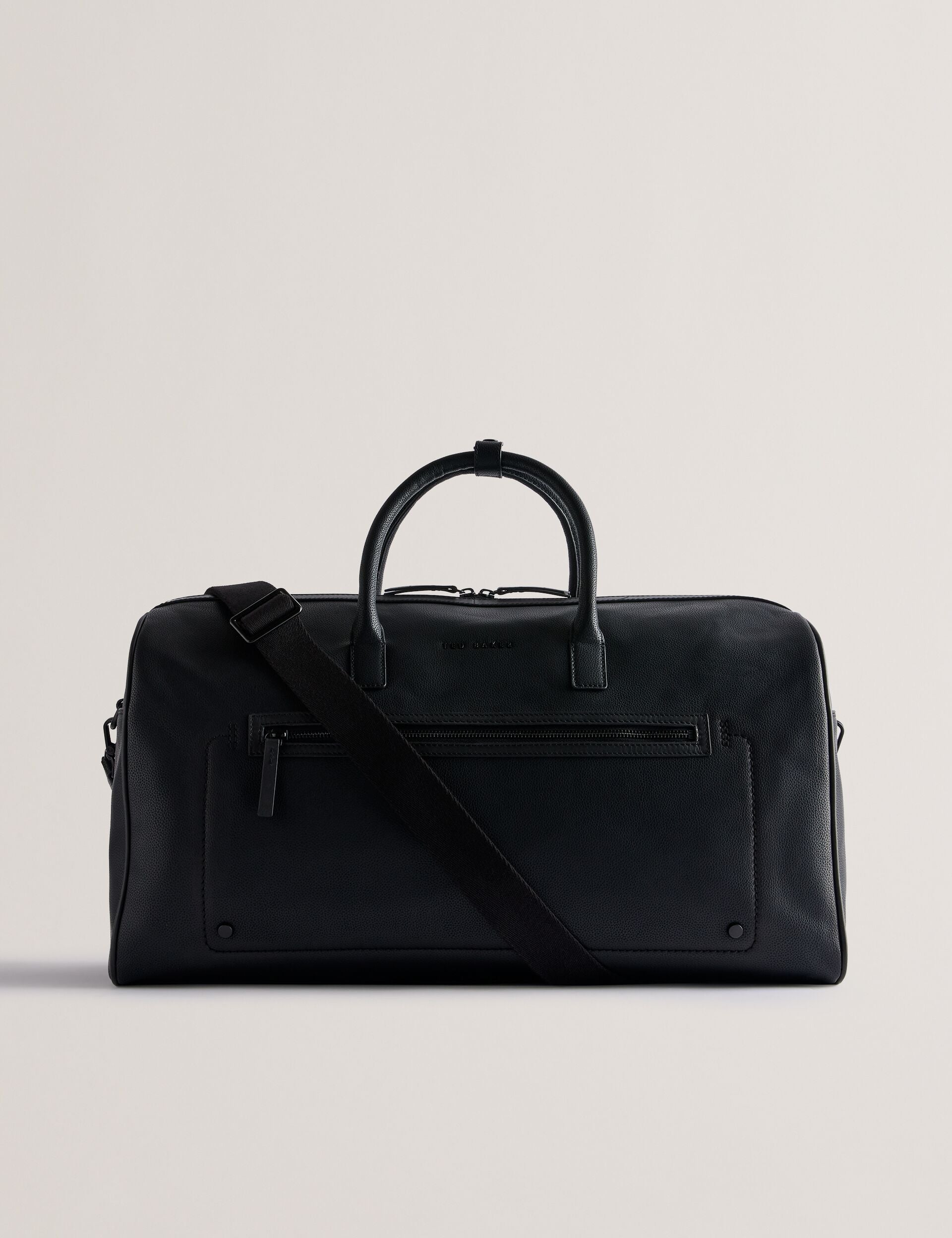 LANDERS - Textured Leather Zip Pocket Holdall Bag
