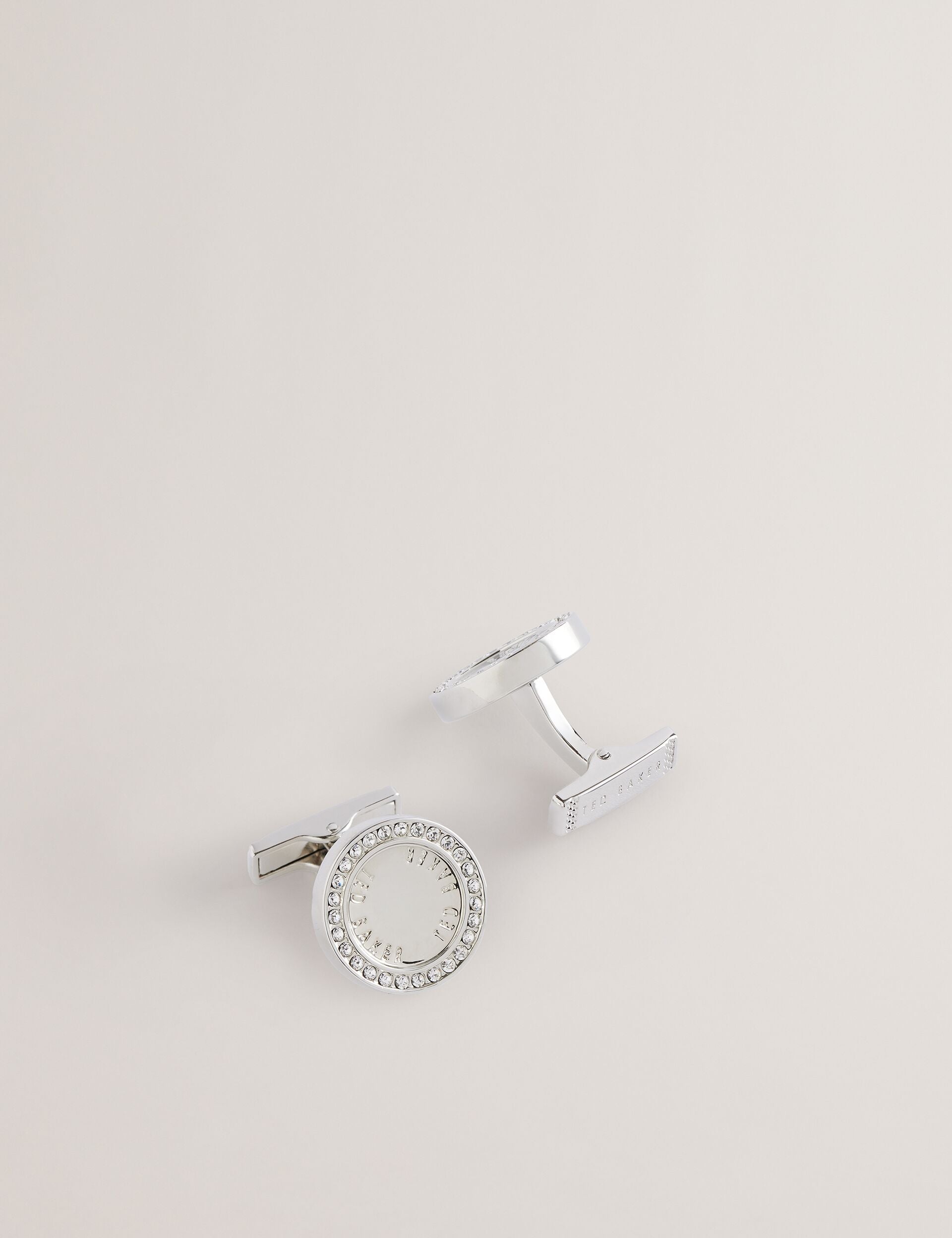 CRUZ - Crystal Border Logo Round Cufflinks