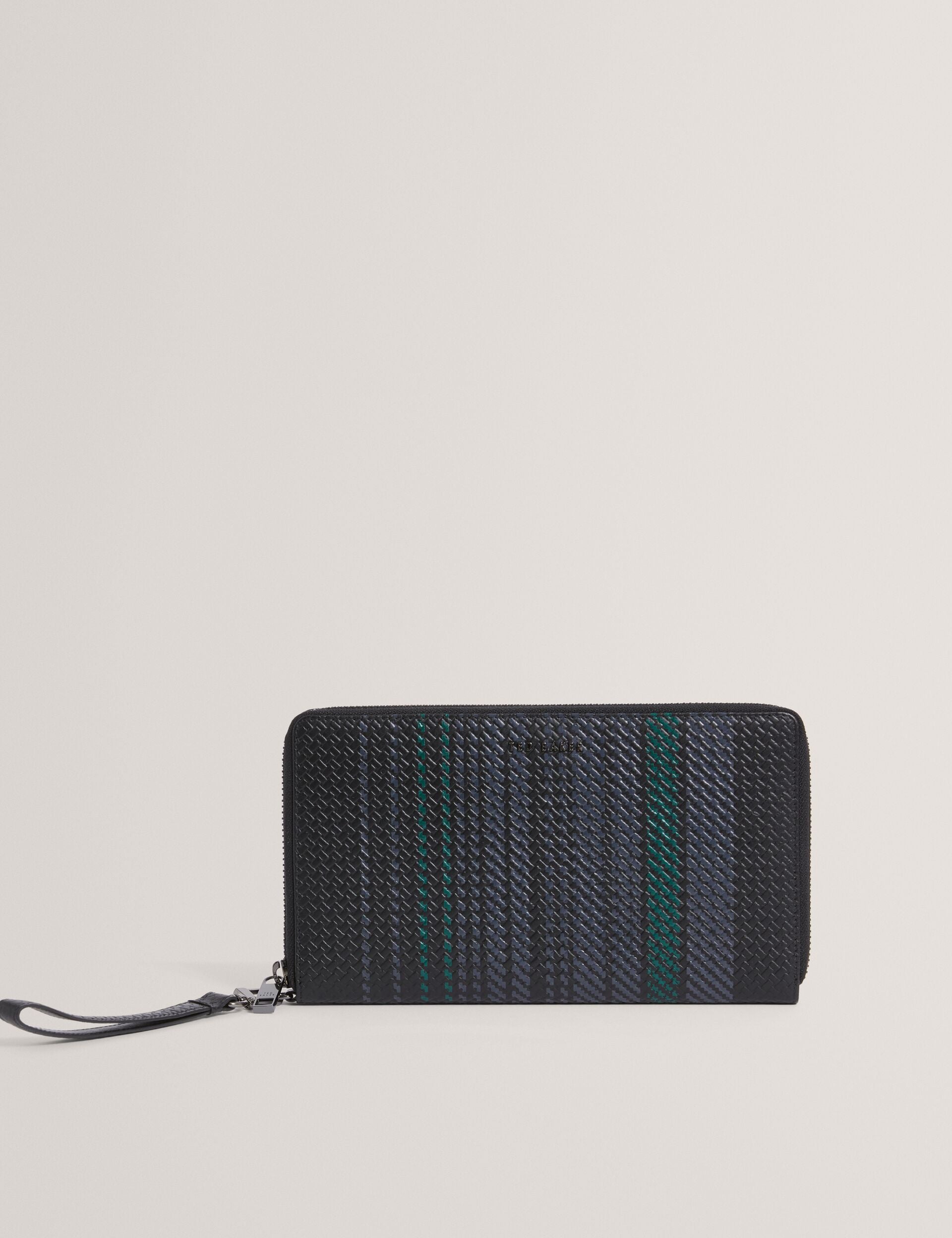 WILLER Mixed Stripe Woven Leather Travel Wallet